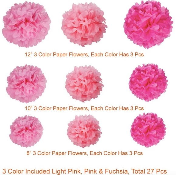 Party Supplies | 81 Pink Tissue Paper Pom Pom Decorations New | Poshmark